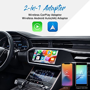 OTTOCAST 2 in 1 Android Auto/CarPlay Wireless Adapter - Wired to Wireless CarPlay & AA USB Dongle for Factory Wired CarPlay Car Adapter - 5GHz WiFi, Low Latency, Plug & Play, Online Update