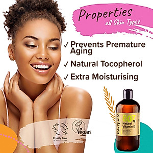 naissance Natural Vitamin E Oil 32 fl oz - Pure, Natural, Vegan, Cruelty Free, Hexane Free, Non GMO - Ideal for Aromatherapy, Skincare, Haircare, Nailcare and DIY Beauty Recipes