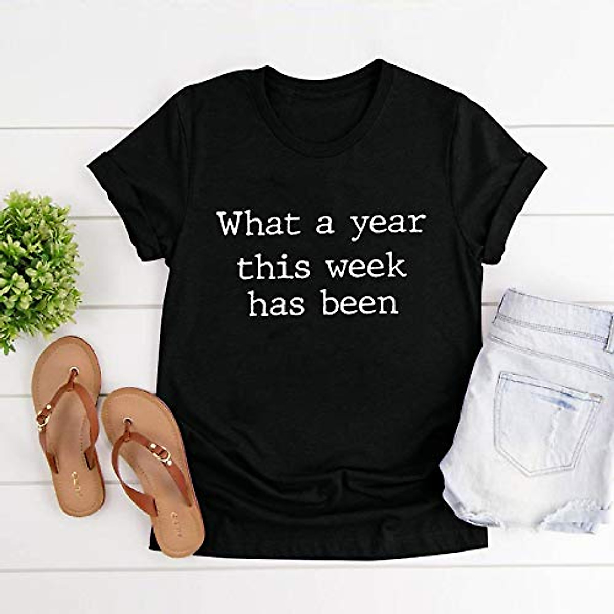 Bravetoshop What A Year This Week Has Been T-Shirt for Women Men Short Sleeve Tops Casual Basic Tees Tops (Black,XXL)