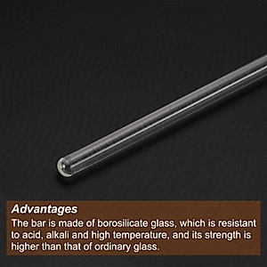 MECCANIXITY 3.3 Borosilicate Glass Stick 9.84" Length 5mm Dia Stir Rod Mixing Tools with Both Ends Round for Lab Kitchen Science 3Pcs