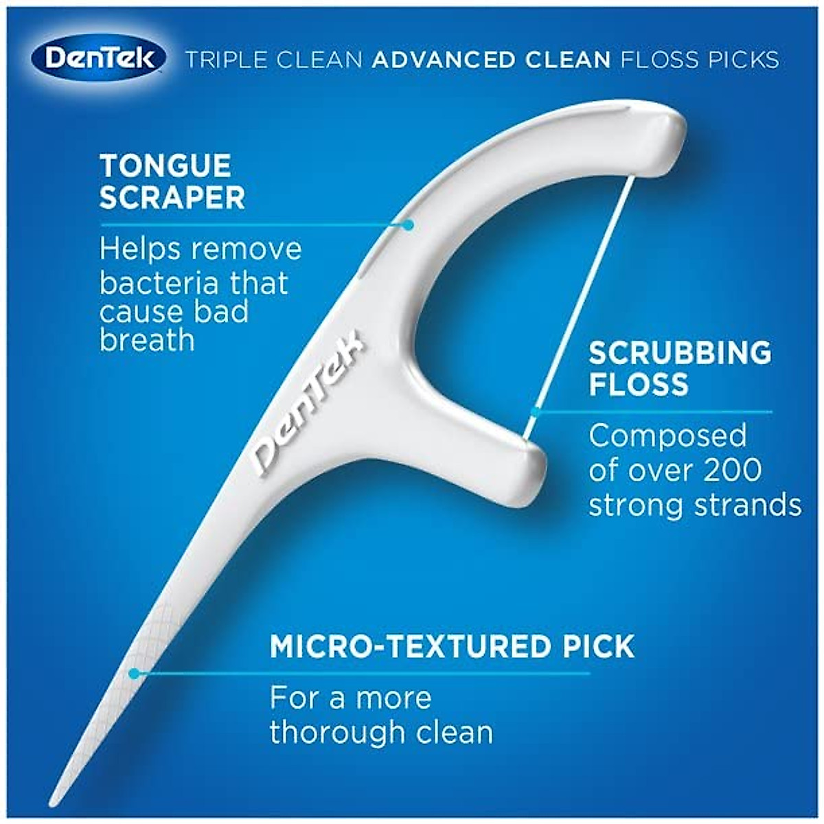 Dentek Triple Clean Floss Picks, Mouthwash Blast Fluoride Coating, 150-Count (2-Pack)