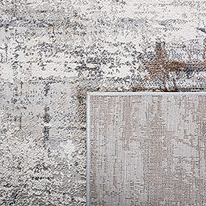 SAFAVIEH Amelia Collection 5'5" x 7'7" Ivory/Grey ALA448A Modern Abstract Non-Shedding Living Room Bedroom Dining Home Office Area Rug