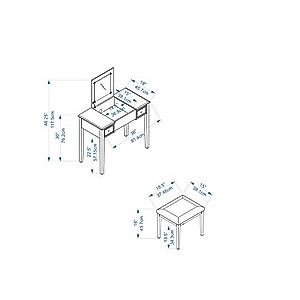 Linon Home Dcor Linon Black Butterfly Stool Vanity Set with Bench, 36"w x 18"d x 30"h,
