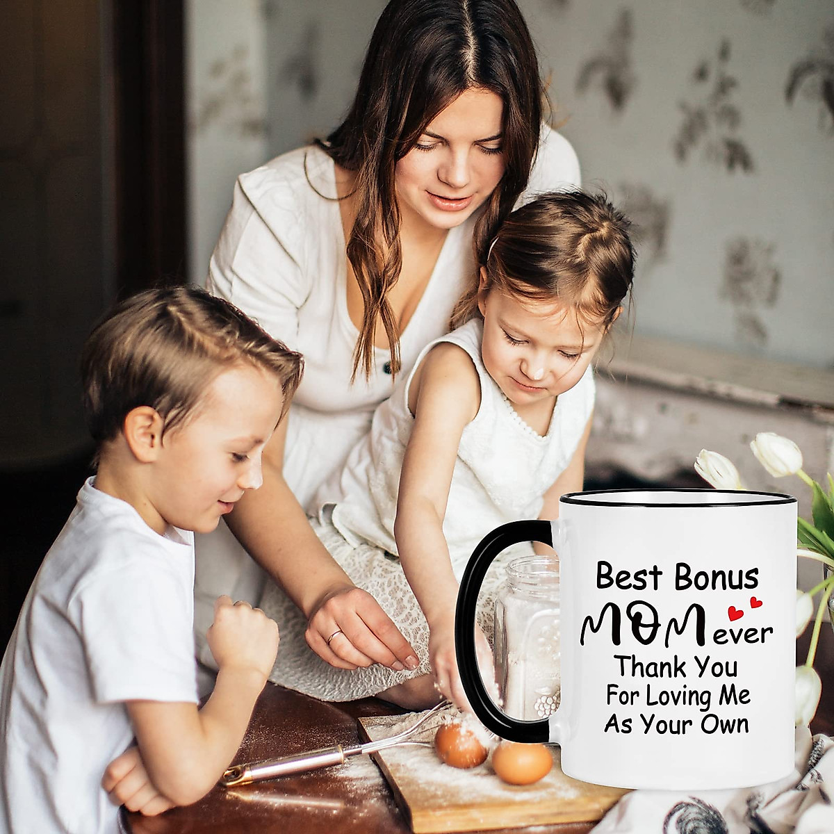 Cabtnca Bonus Mom Gifts, Best Bonus Mom Ever Mug, Bonus Mom Mothers Day Gifts, Bonus Mom Mug, Bonus Mom Gifts from Daughter, Step Mom Mothers Day Gifts, Bonus Mom Birthday Christmas Gifts, 11Oz