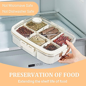 Hutuzldz Divided Serving Tray with Lid, 6 Compartments Snackle Box Charcuterie Container, Portable Snack Platters for Fruit, Nuts, Vegetable, Entertaining, Party, Picnic (1 pack 6 Compartments)