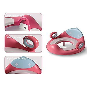 Potty Training Seat with Soft PU Cushion Handles Backrest Splash Guard for Toddlers Kids Boys Girls (pink)
