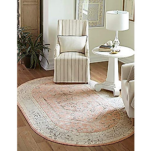 Rugs.com Aurelia Collection Rug – 4' x 6' Oval Rose Medium-Pile Rug Perfect for Living Rooms, Large Dining Rooms, Open Floorplans