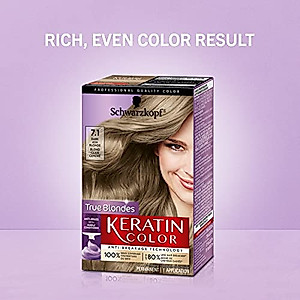 Schwarzkopf Keratin Color Permanent Hair Color Cream 7.1 Dark Ash Blonde, 1 Kit