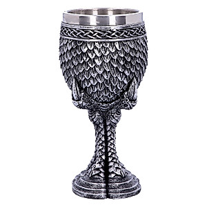 Nemesis Now U4708P9 Grey Scale Dragon Claw Goblet 16.7cm, Resin w. Stainless Steel