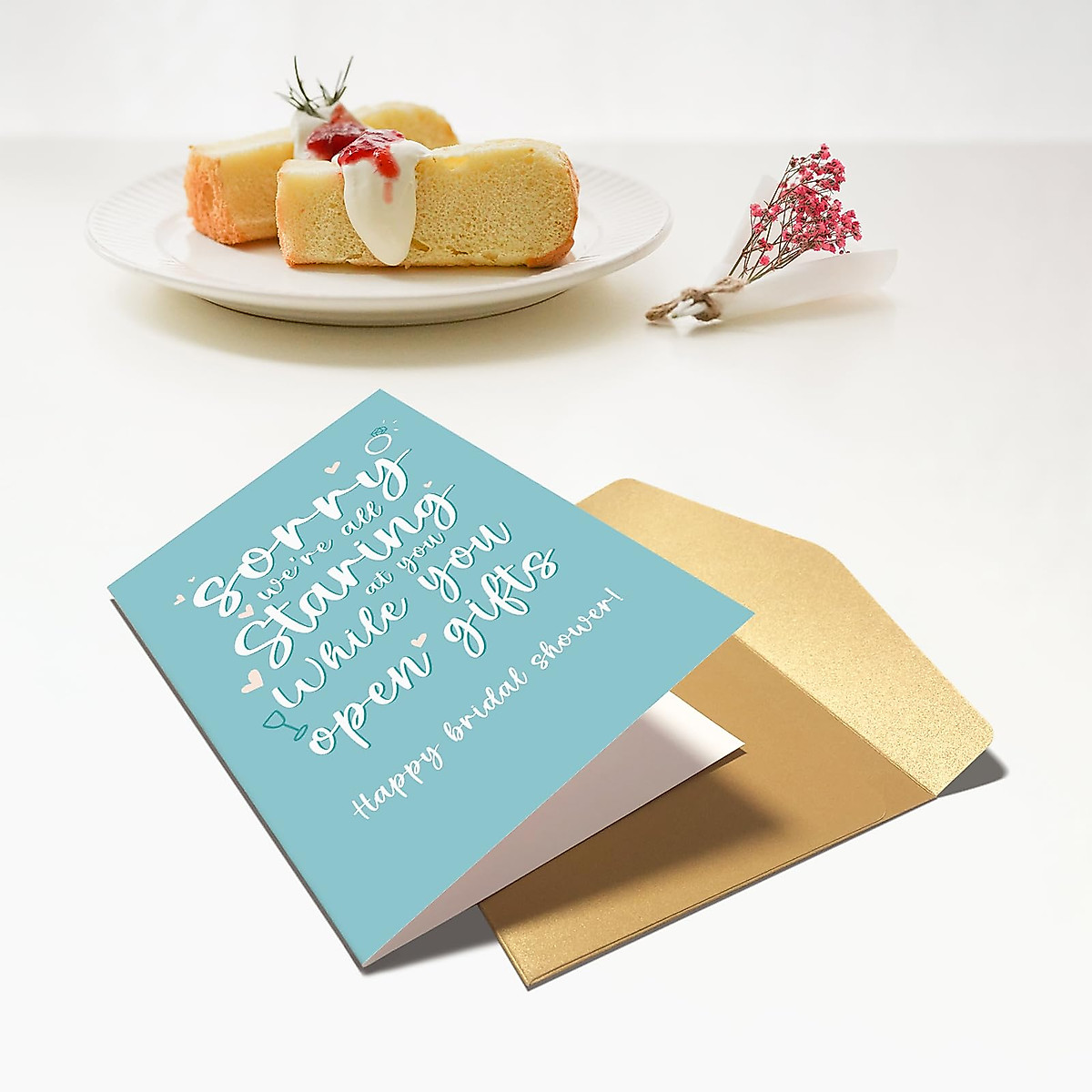 Chenive Funny Bridal Shower Card for Bride To Be, Happy Bridal Shower Card for Friend Bestie Sister, Sorry We're All Staring At You While You Open Gifts