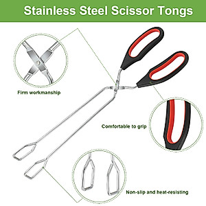 3 Pack Cooking Scissor Tongs Kitchen Baking Bread Food Tong Barbecue Grilling Tongs for Flipping Food Tool, 9/11/ 12 Inch