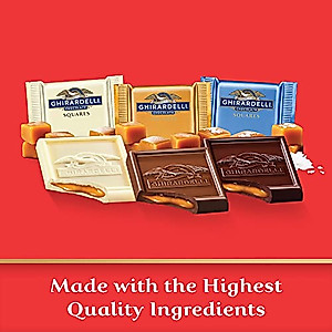 Ghirardelli Chocolate Chocolate Caramel Squares Assortment, Chocolate Squares for Valentines, 8.6 OZ Bag, Red