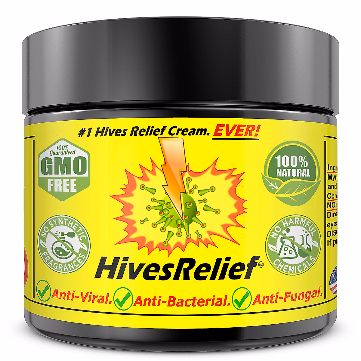 HivesRelief Cream - Fastest Acting Powerful Hives Relief Cream with 100% Natural Formula - Gentle Skin Irritation Cream for Hives Itchiness, Redness & Rashes - for Adults & Kids