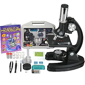 AmScope - 120X-1200X Kids 52 pc Microscope Science Kit + World of The Microscope Book - M30-ABS-KT2-WM - Black