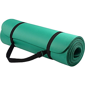 Signature Fitness 1/2-Inch Extra Thick High Density Anti-Tear Exercise Yoga Mat with Carrying Strap, Green