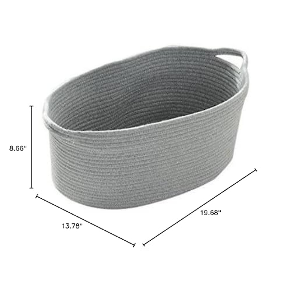 Extra Large Grey Woven Cotton Rope Basket Bin for Blankets Towels Baby Toys Nursery Hamper Organizer, Collapsible Storage Laundry Baskets