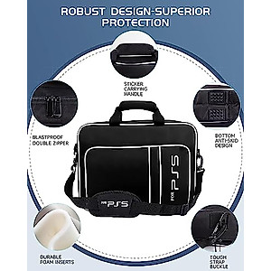 CONGDAREN Carrying Case for PS5 Travel Case for PS5 Protective Case Bag Suitable for PS5 Disc/Digital Edition Console, Controllers, Game Cards, Gaming Headset and Other Accessories