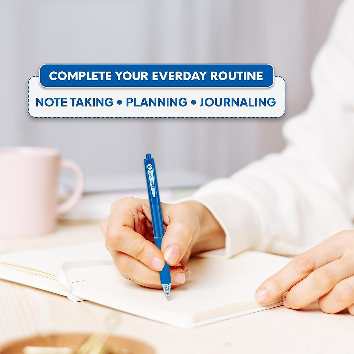 FLEXOFFICE Retractable Ballpoint Pens Black Ink 1.0mm, Bold Point with Super Soft Grip, Christmas Multicolor Pens Gifts - 10 Pack