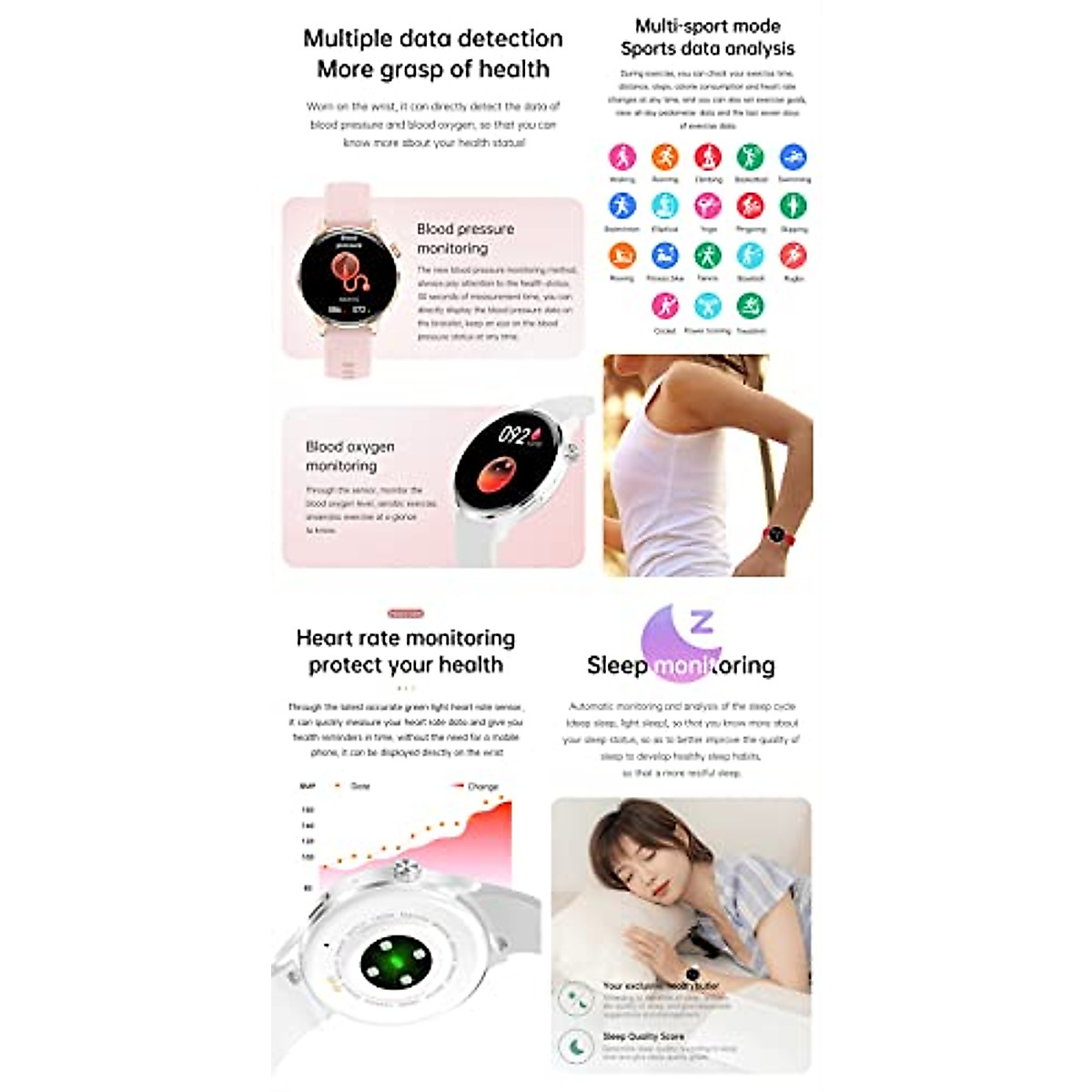 HANDA Smart Watch for Women, Fitness Tracker Smartwatch with Heart Rate Blood Pressure Sleep Monitor Bluetooth Call Pedometer IP67 Waterproof Activity Tracker for Android iOS (Gold Steel)