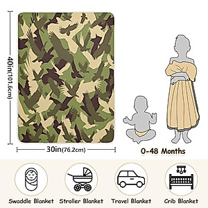 Kigai Camouflage Birds Baby Blanket for Boys Girls, Swaddle Blankets Soft Cozy Nursery Receiving Blankets Travel Blanket Throw Blankets for Toddler Newborn, 30 x 40 Inch