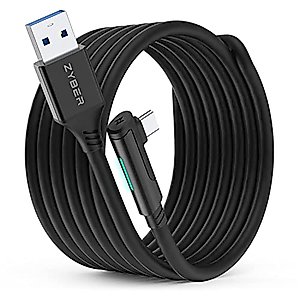 ZYBER Link Cable 16 FT for Meta Quest 2 Quest Pro Pico 4,VR Headset Link Cable for Oculus Quest 2/1 Gaming PC, High Speed USB 3.0 to USB C Cable for PC VR and Steam VR, Black