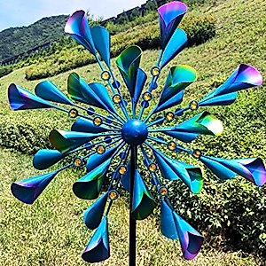 Wind Spinners for Yard and Garden-Large Magic Metal Windmill with Dual Direction,79IN Colorful Kinetic Wind Sculptures & Spinners Spins Smoothly in Wind for Patio Lawn Outdoor Decor