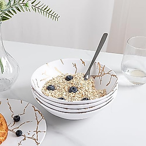 ZAROCRUS 12 pcs Melamine Dinnerware Sets, Marble White Plates and Bowls Set, Lightweight Kitchen Dinnerware Set for Indoor and Outdoor Use, BPA Free and Dishwasher Safes, Service for 4