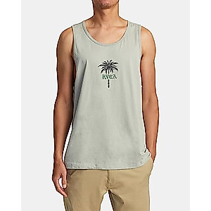 RVCA Mens Regular Fit Knit Tank Top Shirt - Palm Wire (Iron, Medium)
