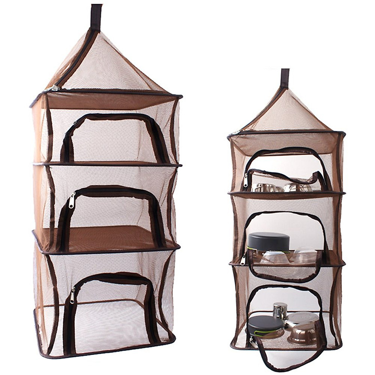 Desy & Feeci Camping Dry Net-4 Layer Outdoor Hanging Foldable Drying Rack, Camping Organizer Mesh Dryer Storage for Home Picnic BBQ Tableware/Dishes/Food/Vegetables/Fruit/Clothing