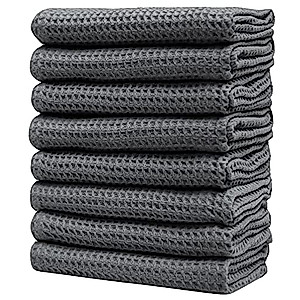 Premium Dish Cloths (12”x 12”, 8 Pack) – Waffle Weave Dish Cloth – 270 GSM – Cotton Kitchen Dish Cloth Set – Highly Absorbent Dish Towels Set (Grey)