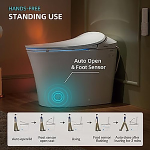 WOODBRIDGE Smart Bidet Toilet with Auto Open/Close Lid, Foot Sensor Operation,Dual Auto Flush, Heated Seat, Power Outage Flush,Hygienic Wash,Night Light,LT610