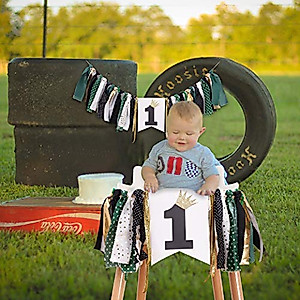 Wild One 1st Birthday Banner - Green and Black Wild One Birthday Decorations for Child’s 1st Birthday Party - Wild One Cake Smash Backdrop (Green Wild ONE)