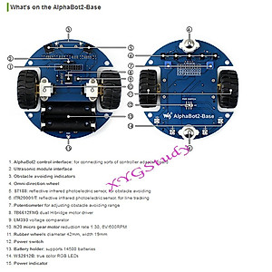 AlphaBot2 Robot Building Robotic Starter Kit for Raspberry Pi 3 Model B with Camera IR Remote Controller @XYGStudy
