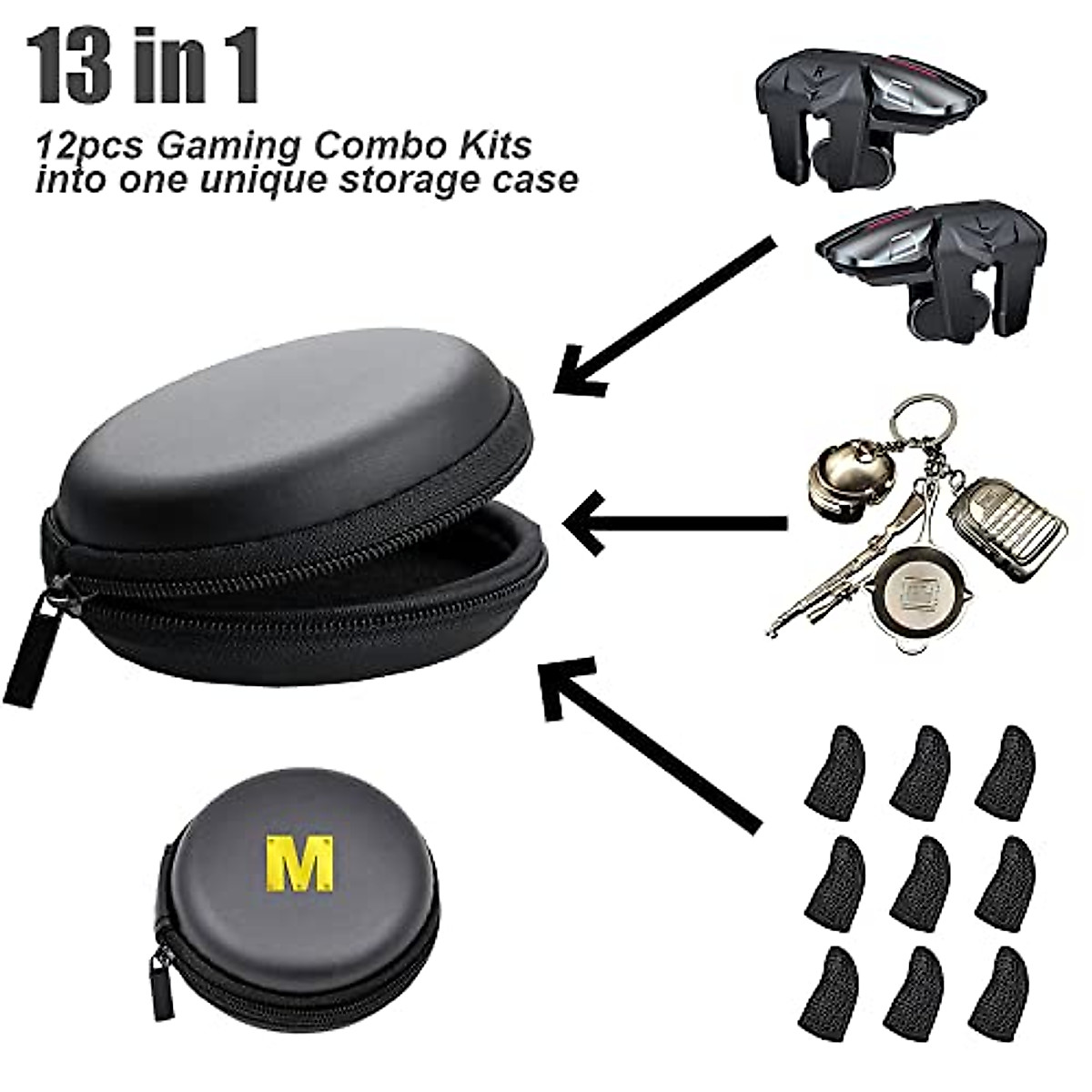 13 in 1 PUBG Mobile Triggers Combo, L2R2 4 Triggers Mobile Phone Controller for PUBG/Fortnite/Call of Duty/Rules of Survival, Aim & Fire Trigger for iPhone & Android Phones