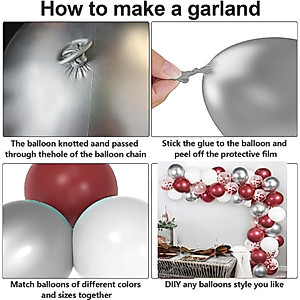 Graduation Party Decorations Maroon Silver 2024/Burgundy Graduation Decorations Class of 2024 Burgundy White Silver Balloons Maroon Silver Balloons 60Pcs Burgundy Silver Birthday Wedding