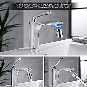 VAKITAP 2 Pack Solid Brass Kitchen Sink Faucet Aerator, Universal 4 Modes Faucet Extender Head Replacement Part, 360-Degree Swivel Faucet Aerator for Kitchen and Bathroom Male or Female Thread