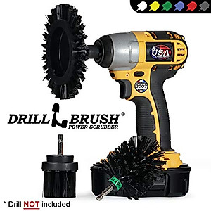 Drill Brush Power Scrubber by Useful Products - Grill Cleaning Brush Drill Attachment 3 Piece Set - Drill Brush Cleaning Tool - Baked on Food Remover Brush - Black Bristle Brush Attachment