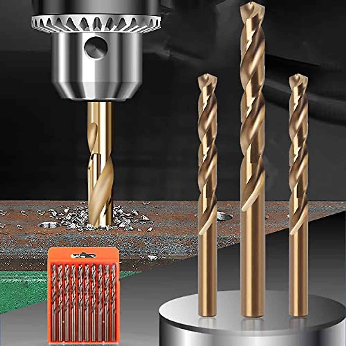 TA-VIGOR 5pcs 4mm Straight Shank Twist Drill Bit, High Speed Steel M35 Cobalt Twist Drill Bit with 4mm Shank for Drilling Stainless Steel Metal Plastic Wood