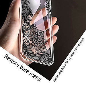 HGJTF Phone Case for Motorola ThinkPhone (6.6") with 1 X Tempered Glass Screen Protector, Slim Clear Shockproof X Anti-Scratch Soft TPU Gel Cover for Motorola ThinkPhone - Black Rose