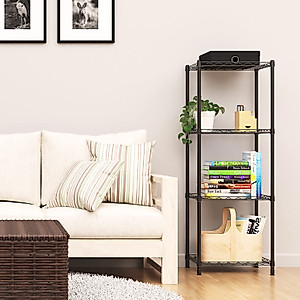 ZHAZHADI 4 Tier Fixed Layer Spacing Storage Shelf Metal Storage Rack Wire Shelving Unit Storage Shelves Metal 528Lbs Capacity 17" L x 13" W x 47" H for Pantry Closet Kitchen Laundry Black