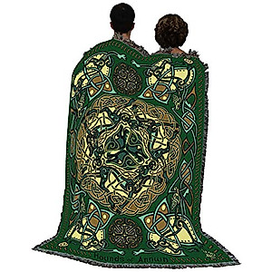 Pure Country Weavers Celtic Hounds Blanket by Jen Delyth - Gift Tapestry Throw Woven from Cotton - Made in The USA (72x54)