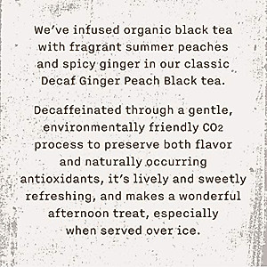 Allegro Tea Organic Decaf Ginger Peach Black Tea Bags, 20 Count