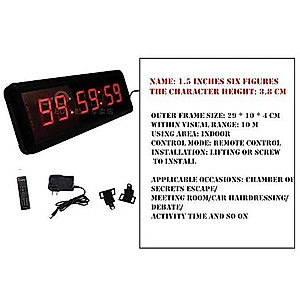Leadleds 1.5 inch Gym Timer, Digital Clock Display Countdown Count Up LED Timer for Home Office Use Stopwtach with Remote