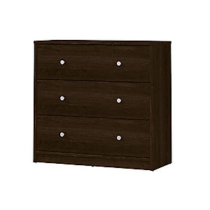 Tvilum, Bedroom Furniture, Silver Handles, Modern and Elegant Design 3 Drawer Chest, Brown