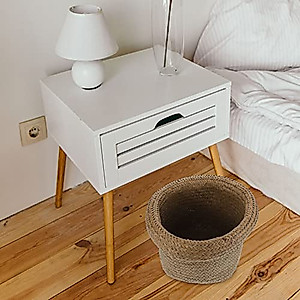 YARNOW Rattan Waste Basket Straw Woven Basket Trash Can Garbage Container Bin Dried Flower Bucket for Bathrooms Kitchens Home Offices M Orange, 26X26X26CM, (HI04CF350E8OHB8CFCS913P6)