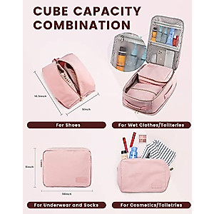 LOVEVOOK Travel Backpack Women, Carry On Backpack as Personal Item Flight Approved, TSA 17.3inch Laptop Backpack with 3 Packing Cubes College Casual Daypack for Weekender Overnight Hiking, Pink