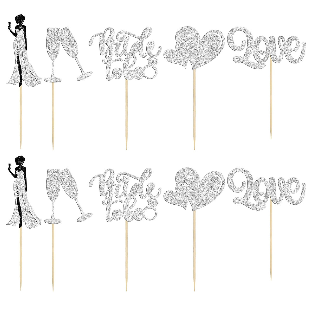 30Pcs Bride to Be Cupcake Toppers with Glitter Love Heart Ring Champagne Bridal Shower Cupcake Picks Decoration for Wedding Engagement Bachelorette Party Supplies Silver