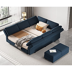 Belffin Modular Sectional Sofa with Ottomans Velvet Oversized U Shaped Sofa Couch with Storage Seats Sofa Set with Reversible Chaise Velvet Blue…