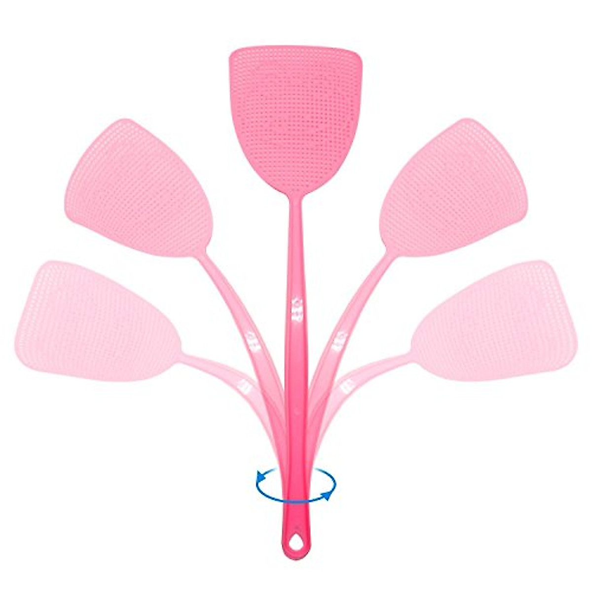 Fly Swatter, 5 Pack Manual Pest Control Colorful Plastic with 17.5'' Durable Long Handle House Wife Helper (5X)