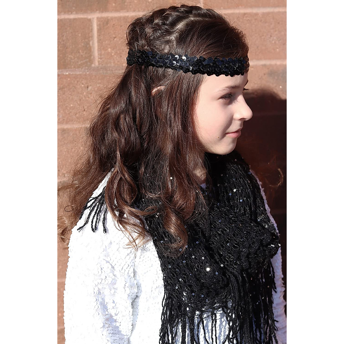 12 Sequin Headbands U PICK (Available in LOTS of COLORS) Elastic Stretch Sparkly Fashion Headband for Teens Girls Women Softball Pack Volleyball Basketball Dance Set Sports Teams Store By Kenz